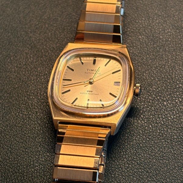 Timex Automatic 1983 E-Line 34mm Gold Tone Expansion Band Watch ...