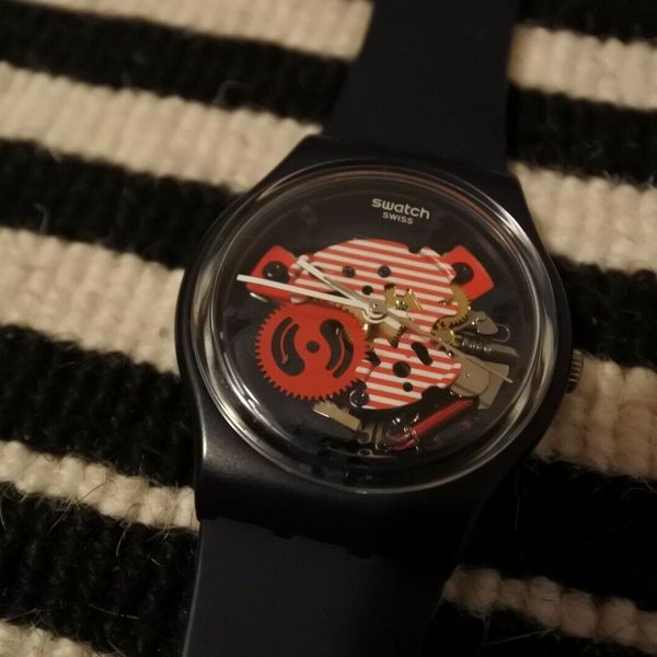Limited Edition Navy Blue Swatch -Clear Watch Face and Visible Gears ...