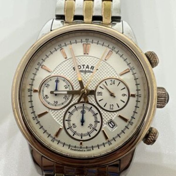 Rotary Mens Silver And Gold Classic Chronograph Watch With Date ...