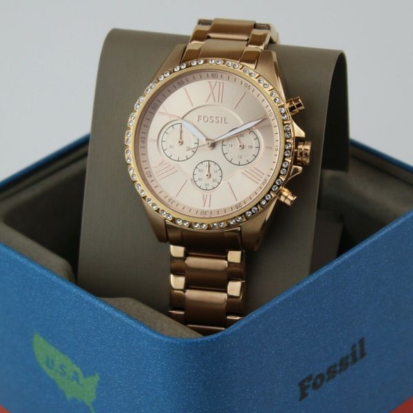 NEW AUTHENTIC FOSSIL MODERN COURIER CHRONOGRAPH ROSE GOLD WOMEN'S ...