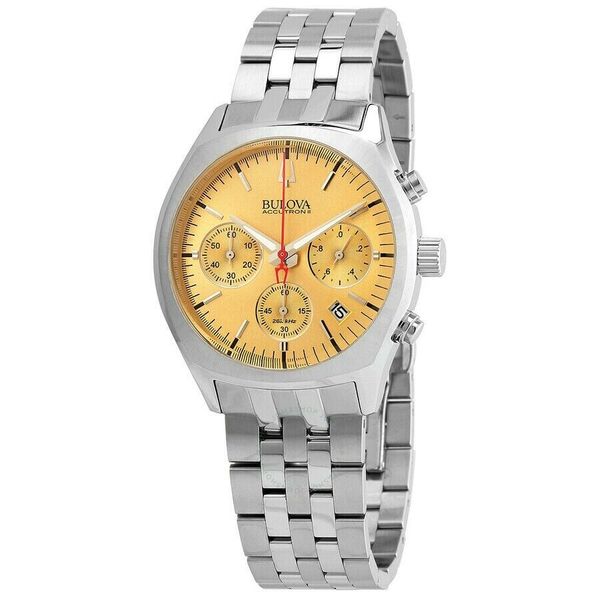 Bulova Accutron II Chronograph Quartz Gold Dial Men's Watch 96B239 ...