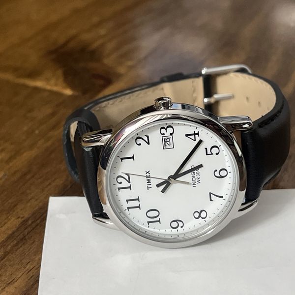 TIMEX Black Leather White Dial Analog 36 mm Men's Watch - T2H281 MSRP ...