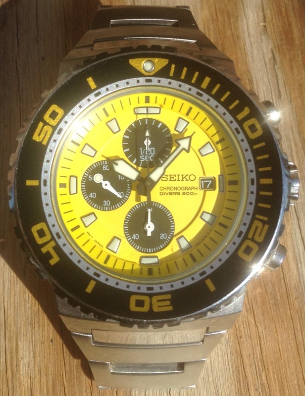 FS Seiko Quartz Chronograph Diver Yellow Caesar with Bracelet! SOLD ...