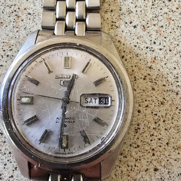 SEIKO 5 AUTOMATIC 21 JEWELS 6119 8083 WATER RESISTANT WRIST WATCH ...