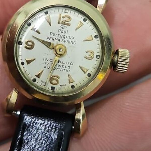 Vintage Paul Perregaux Perma Spring Incabloc 17j Ladies Automatic Watch ...
