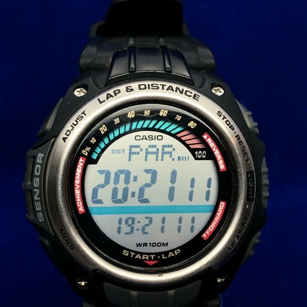 CASIO SGW-200 Mens Running Watch Lap & Distance Monitor Pedometer Light ...