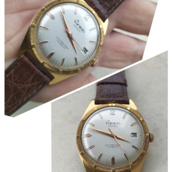 60s REWEL AUTOMATIC ETA 2452 VINTAGE WATCH GOLD PLATED 35mm OROLOGIO ...