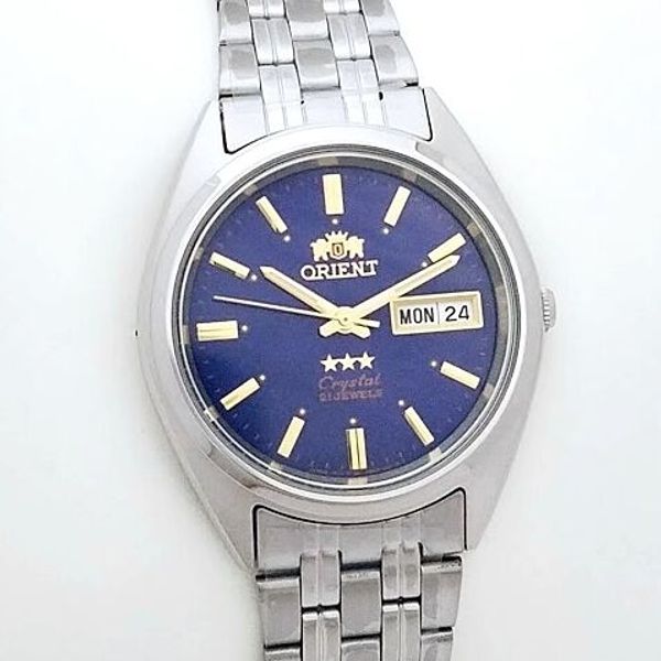 ORIENT 3 Star Automatic Watch Mens SILVER tone BLUE dial FAB0000DD9 NEW ...