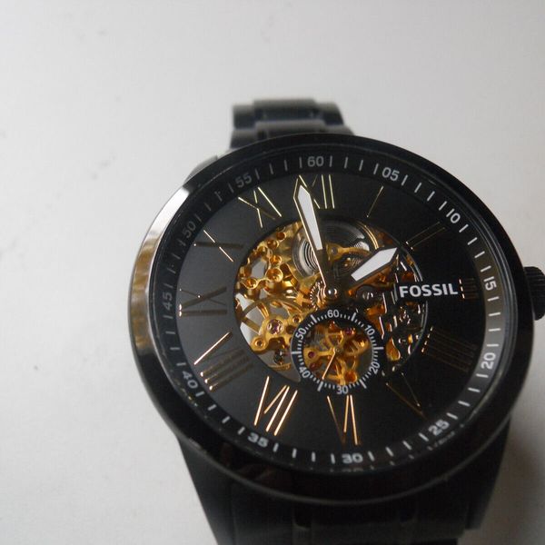 Fossil skeleton Automatic men's water-resist & Analog used black watch ...