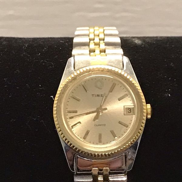 Womenâ s Timex V Cell Watch With Gold And Silver Two Tone Metal Band ...