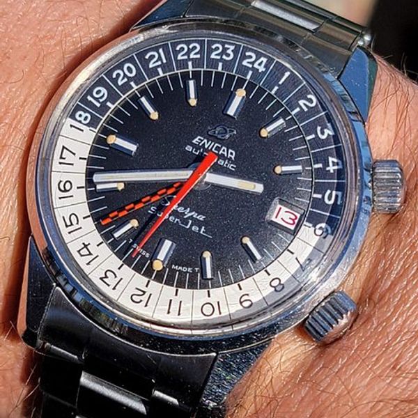 Enicar Sherpa Super Jet 1967 w/ Original Rivet Bracelet And Box ...