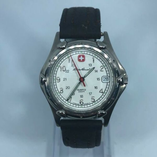 EDDIE BAUER SWISS ARMY VICTORINOX VINTAGE WATCH BROWN LEATHER 05800 397 ...
