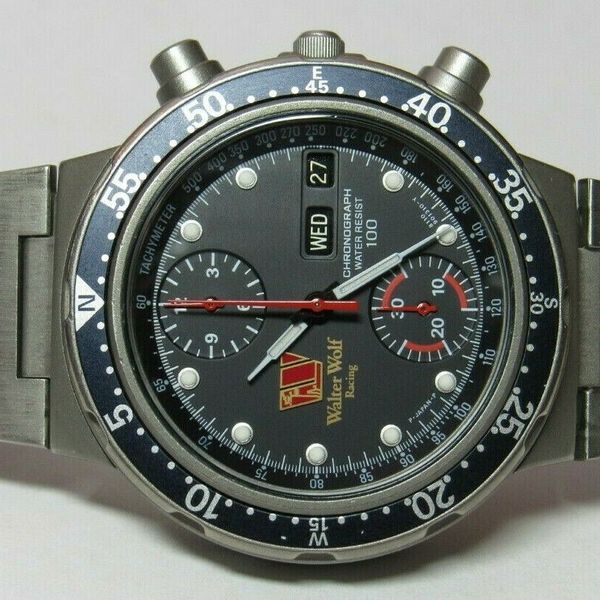 RARE CITIZEN WALTER WOLF RACING TITANIUM AUTOMATIC CHRONOGRAPH 8110 ...