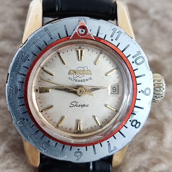 ENICAR ULTRASONIC SherpaÂ Mini-Dive Automatic Gold Pl. 27mm LADIES ...
