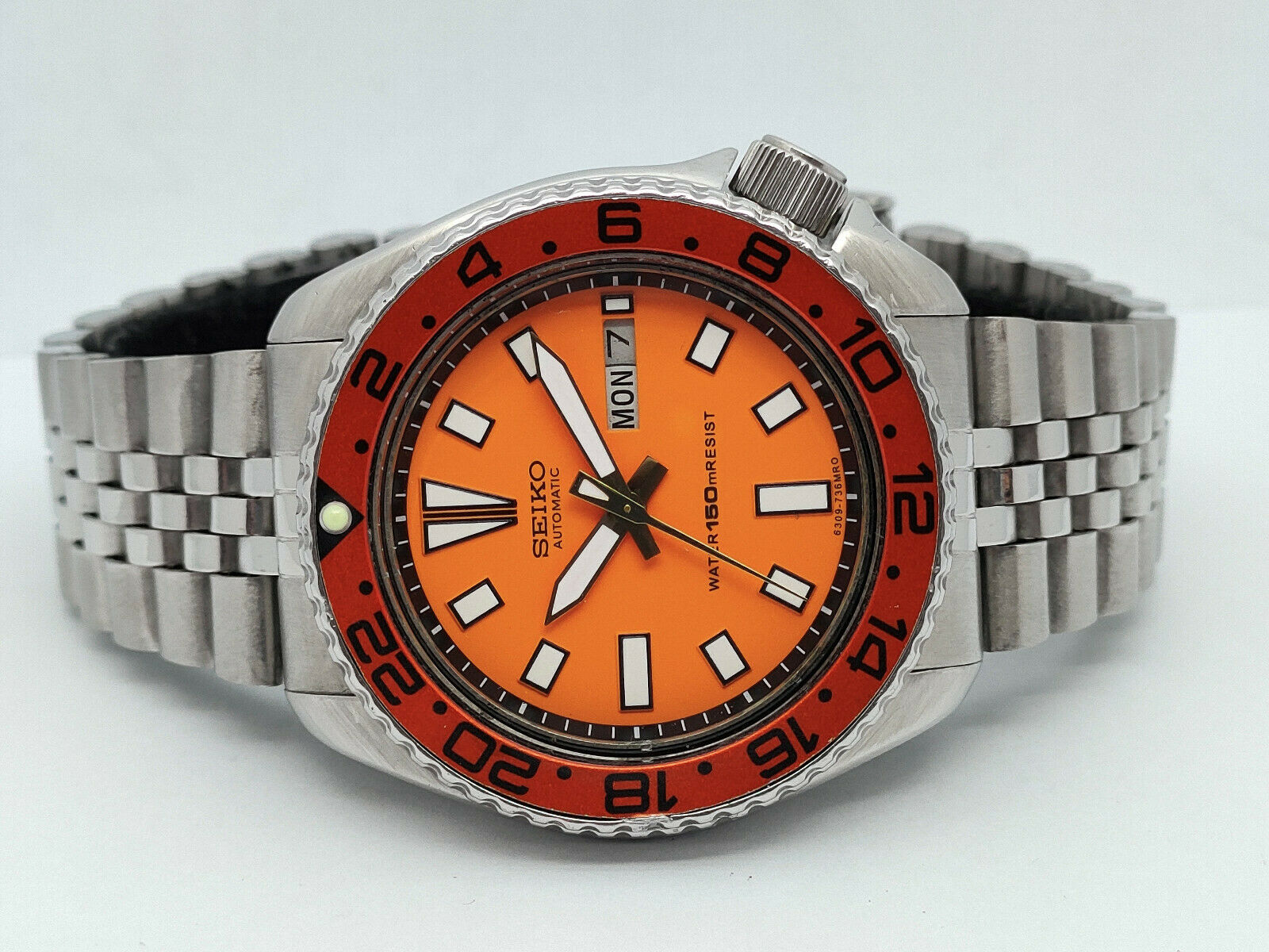 SEIKO DIVER 6309-7290 ORANGE FACE MODDED AUTOMATIC MENS WATCH 570369 ...