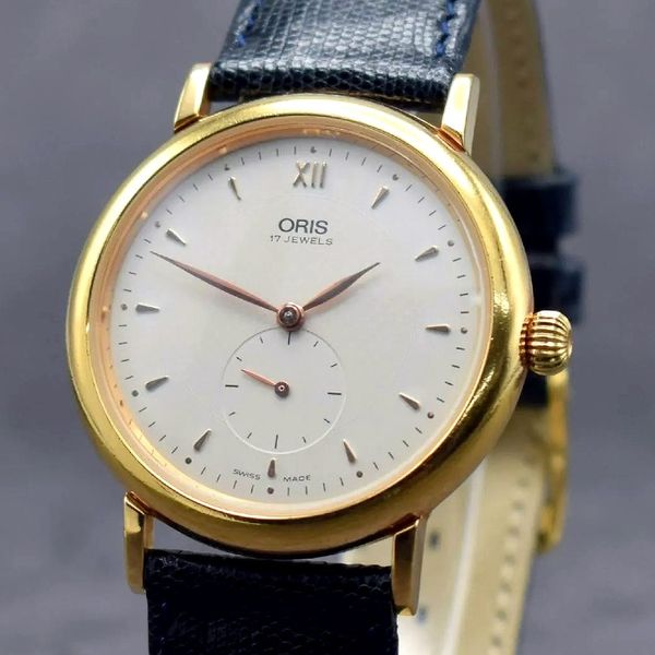 Rare Oris classic gold plated gents wristwatch with sub second big crown 少见Oris 经典镀金男士腕表带副秒针 ...