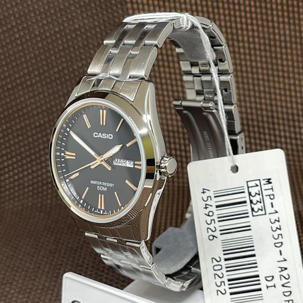 Casio MTP-1335D-1A2 Analog Black Dial Stainless Steel Quartz Men's ...