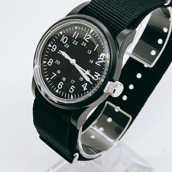 Daiso MILI-WATCH Black Military Style Watch NATO Strap Seiko Movement ...