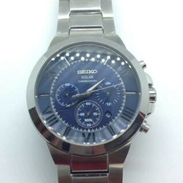 Seiko Solar Chronograph Blue Dial Stainless Steel V175-0CN0 | WatchCharts