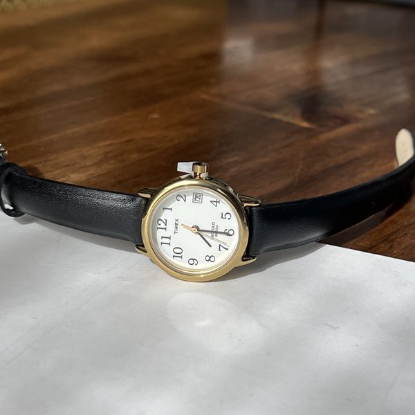 TIMEX Black Leather White Dial Analog Women's Watch - T2H341 MSRP: $55 ...
