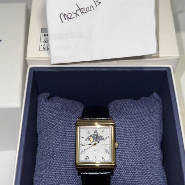 NOAH x Timex - Sun & Moon Tank Watch - Gold Black Leather - Lightly ...