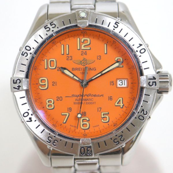 [BREITLING] Breitling Super Ocean Watch Date Automatic SS x Orange Dial ...