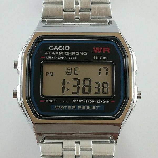 CASIO Vintage A159W-N1DF (593) Retro Silver Steel Digital Quartz Japan ...