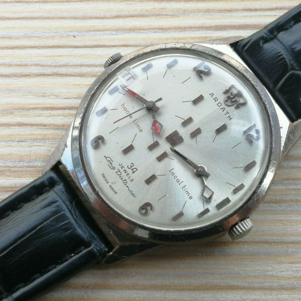 Ardath Long Distance Vintage Men's Watch - 2and Time Zone - 38 x 46 mm ...