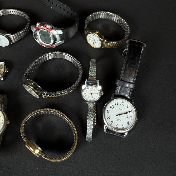 Lot of 15 TIMEX Vintage/modern Watches with Leather/Metal Bands AS IS ...