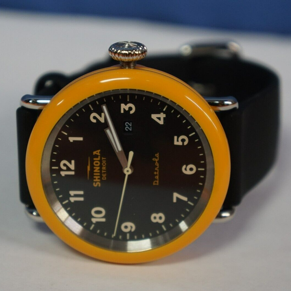 Shinola Detrola Detroit TR-90 Men's Watch Black Dial 43MM Rubber Band ...