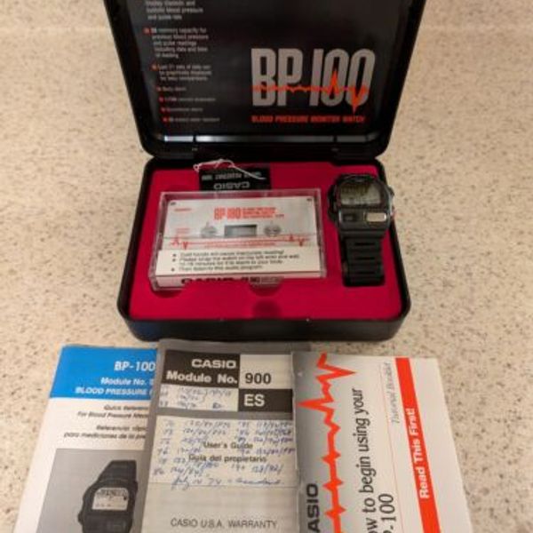 VINTAGE CASIO BP 100 BLOOD PRESSURE MONITOR DIGITAL WATCH GREAT ...