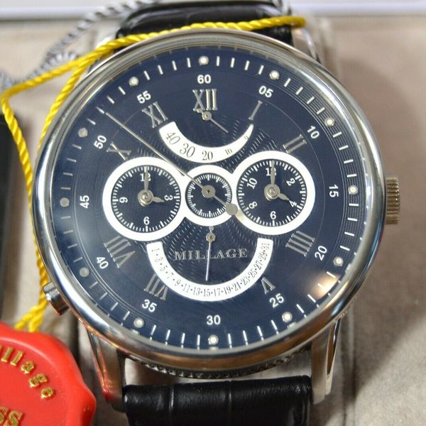 MILLAGE RETROGRADE Elite Collection M9014 Dual Time Skeleton Back Auto ...