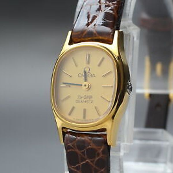 Vintage [Exc+5] OMEGA De Ville Cal. 1350 Gold Dial Quartz Women's Watch ...