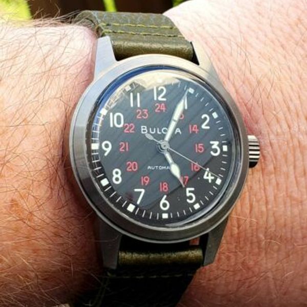 Bulova (98A255)Hack Automatic Watch,Green Leather Nato Strap. | WatchCharts