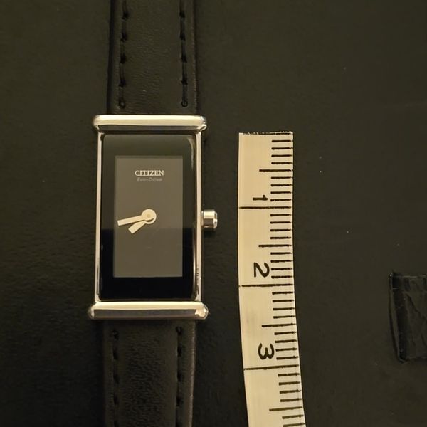 Citizen Eco-Drive Black & Silver 751042 Rectangular Solar Powered ...