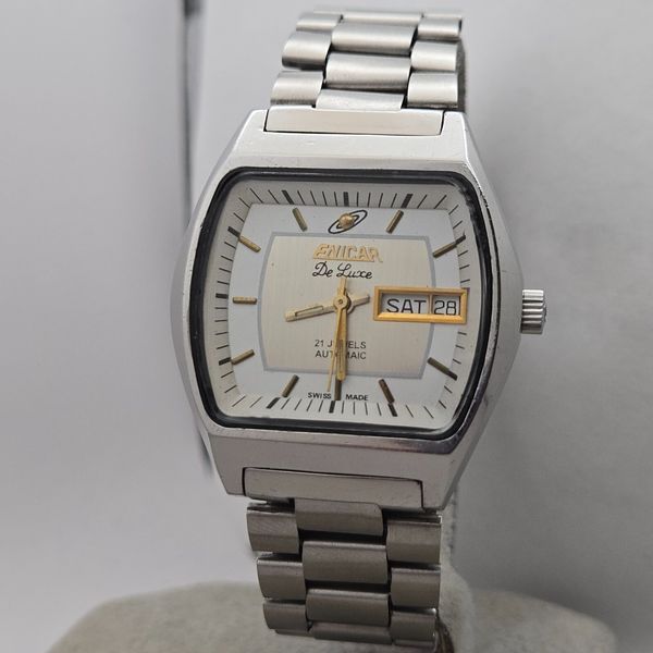 Vintage ENICAR DeLuxe men's automatic watch day/date AR-2158 21Jewels ...