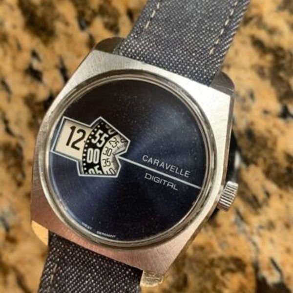 Vintage Caravelle By Bulova Mens Jump Hour Watch Swiss 34,8mm ...