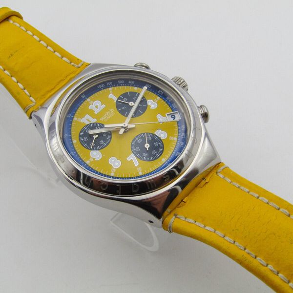 SWATCH IRONY CHRONO SECRET AGENT YELLOW - FAULTY - NOT RUNNING ...