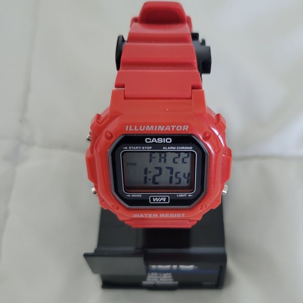 Casio F108WHC-4A, Digital Chronograph Watch, Red Resin, Alarm, 7 Year ...