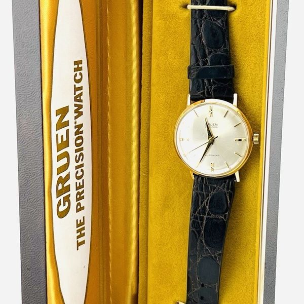 Men's 1960's 18K Yellow Gold Gruen Automatic Watch Runs! w/Box ...