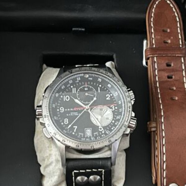Hamilton Khaki Aviation Men's Black Watch with Silver Stainless Steel ...
