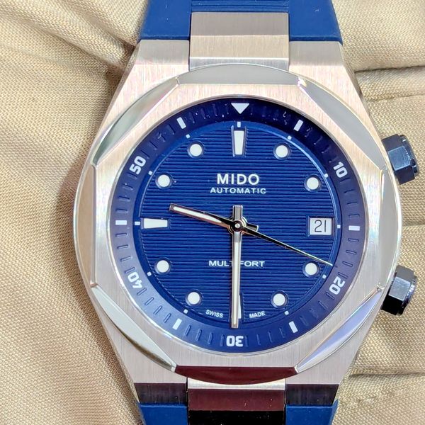 *BRAND NEW* Mido Multifort 8 Two Crowns All Blue Auto Men's Watch ...