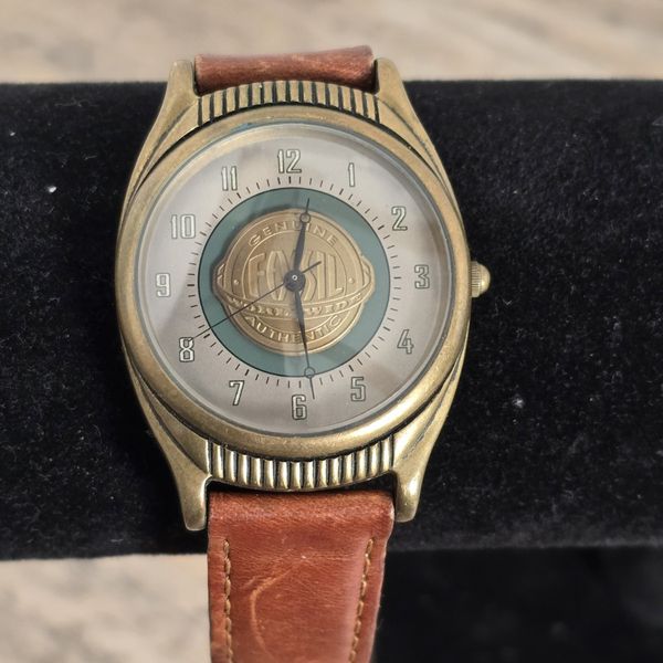 Mens Fossil Logo Watch Brown Leather Band New Battery Excellent ...