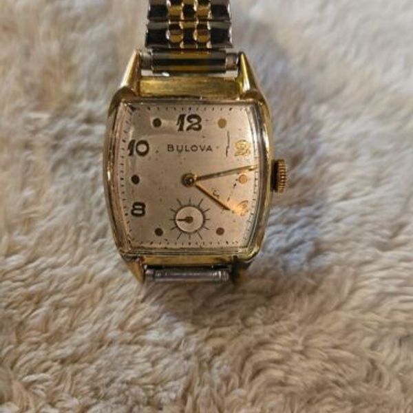 BULOVA RECTANGULAR ART DECO 17J GOLD FILLED MENS WRISTWATCH WORKING ...