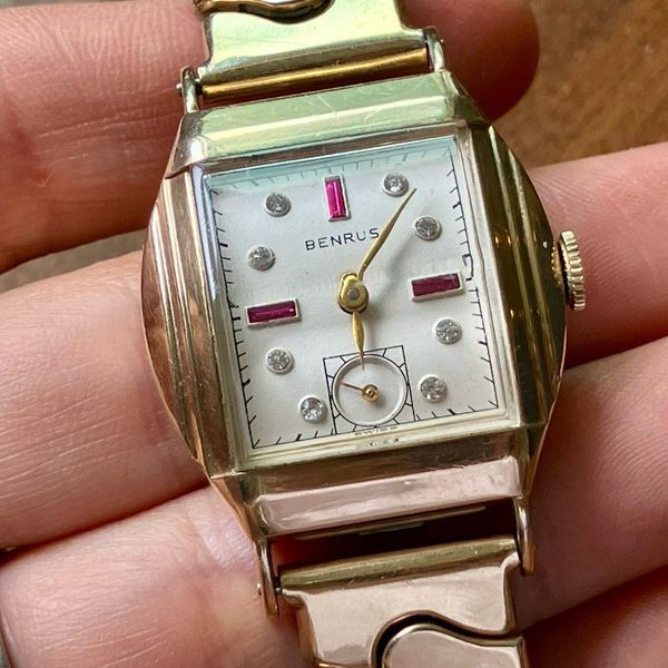 Vintage Art Deco Benrus Diamond & Ruby Gold Plated 28mm Manual Wind Unisex Watch | WatchCharts ...