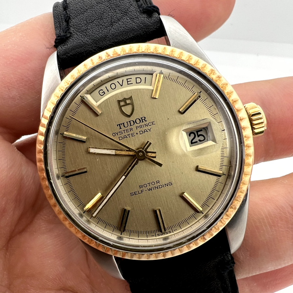 TUDOR DATE DAY AUTOMATIC REF 7019/3 VINTAGE JUMBO 38 mm MEN'S WATCH 18K ...