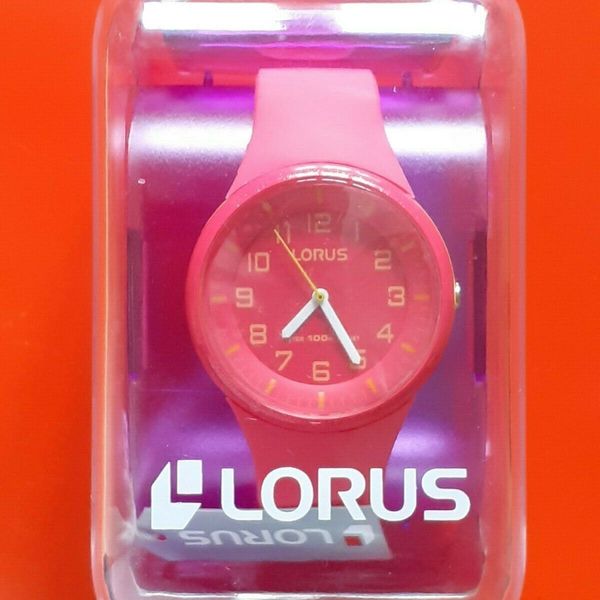 NEW Womans LORUS SPORTS Quartz WATCH PINK 100m Acrylic Crystal Y121 ...