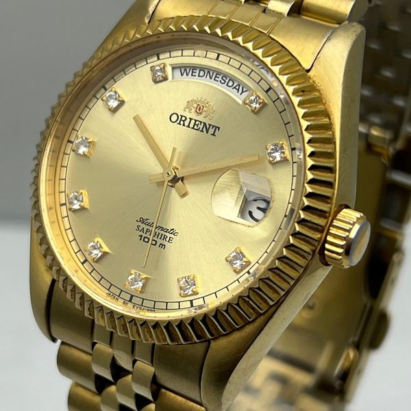Rare Vintage Orient President Day/Date Automatic Sapphire Diamond Dial ...