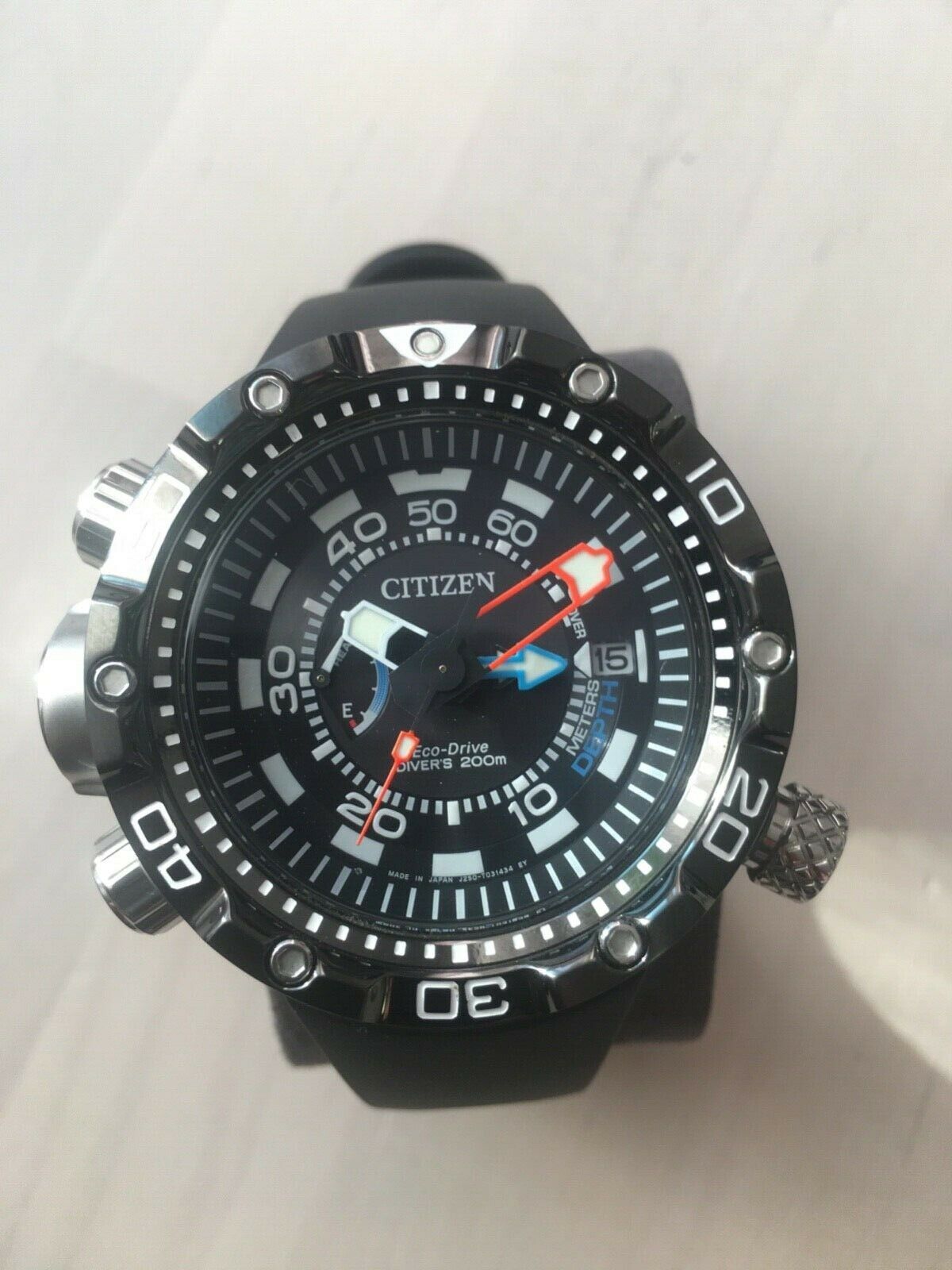 Citizen AQUALAND 200M DEPTH METER. DIVER. ECO-DRIVE.CALIBER J250. Japan ...