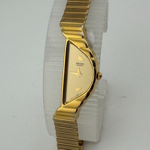 Vintage Seiko Quartz Watch 1F20-5D59 Women Gold Tone Half Moon New Battery 5.75" | WatchCharts ...